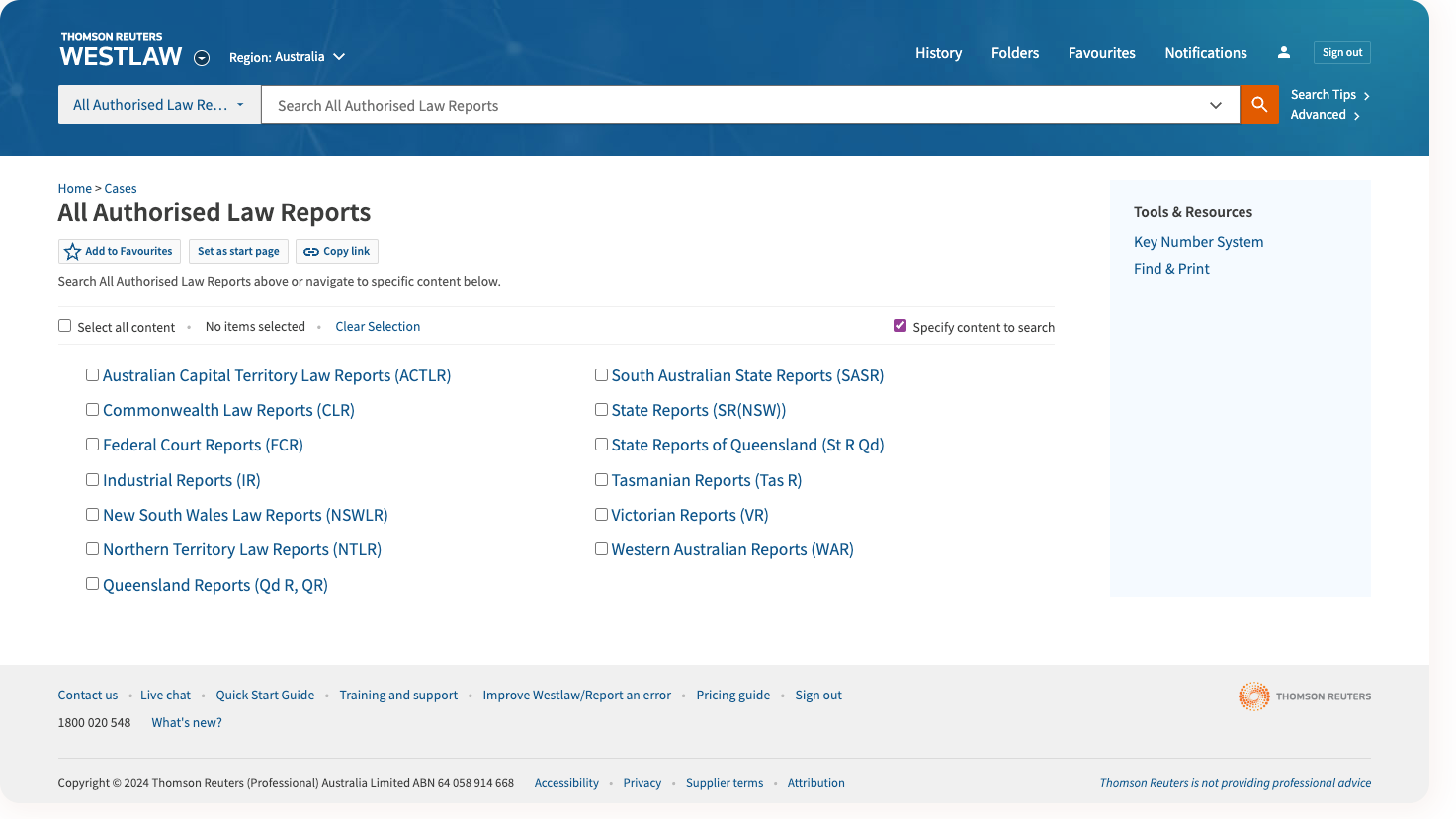 Authorised Law Reports - Westlaw | Australia | Thomson Reuters
