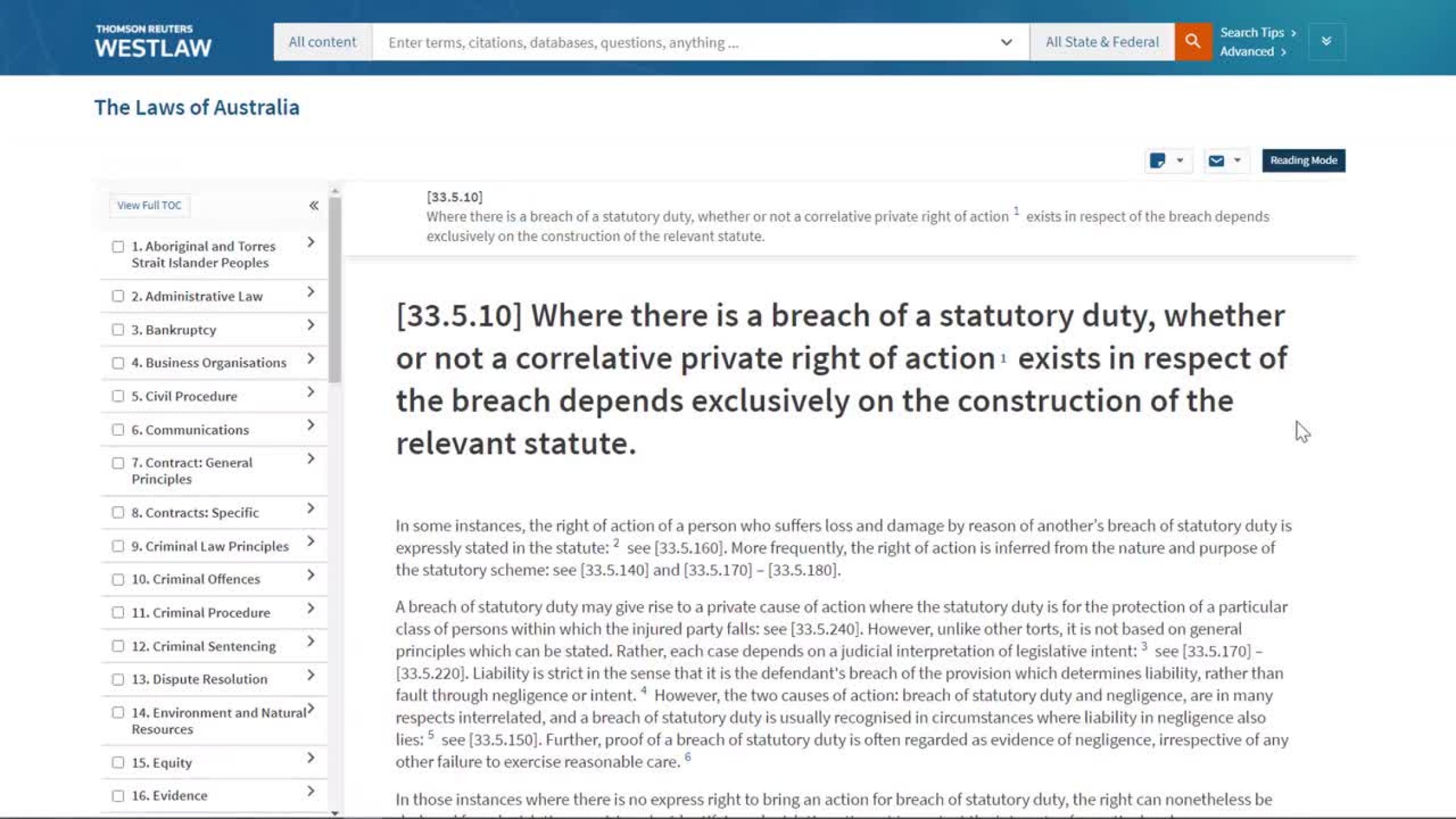 The Laws of Australia - Westlaw | Australia | Thomson Reuters