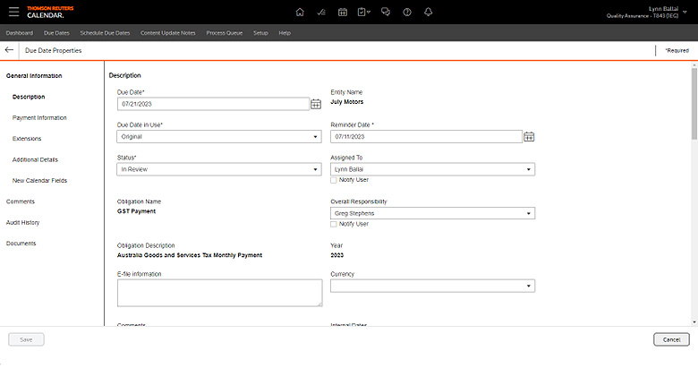 Calendar | ONESOURCE | Australia | Thomson Reuters